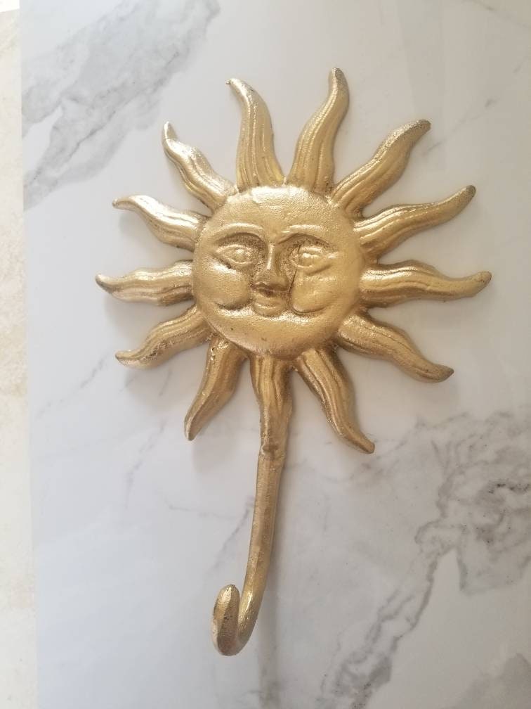 Cast Iron Sun Face Wall Hook Home Decor - Pick Your Color - Etsy