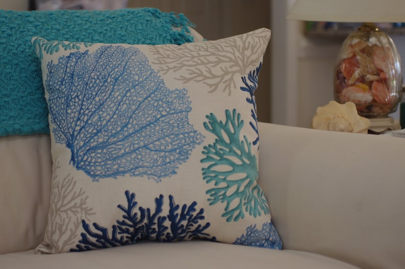 Beach Decor Sea Fan Throw Pillow - Coastal Decor - Etsy