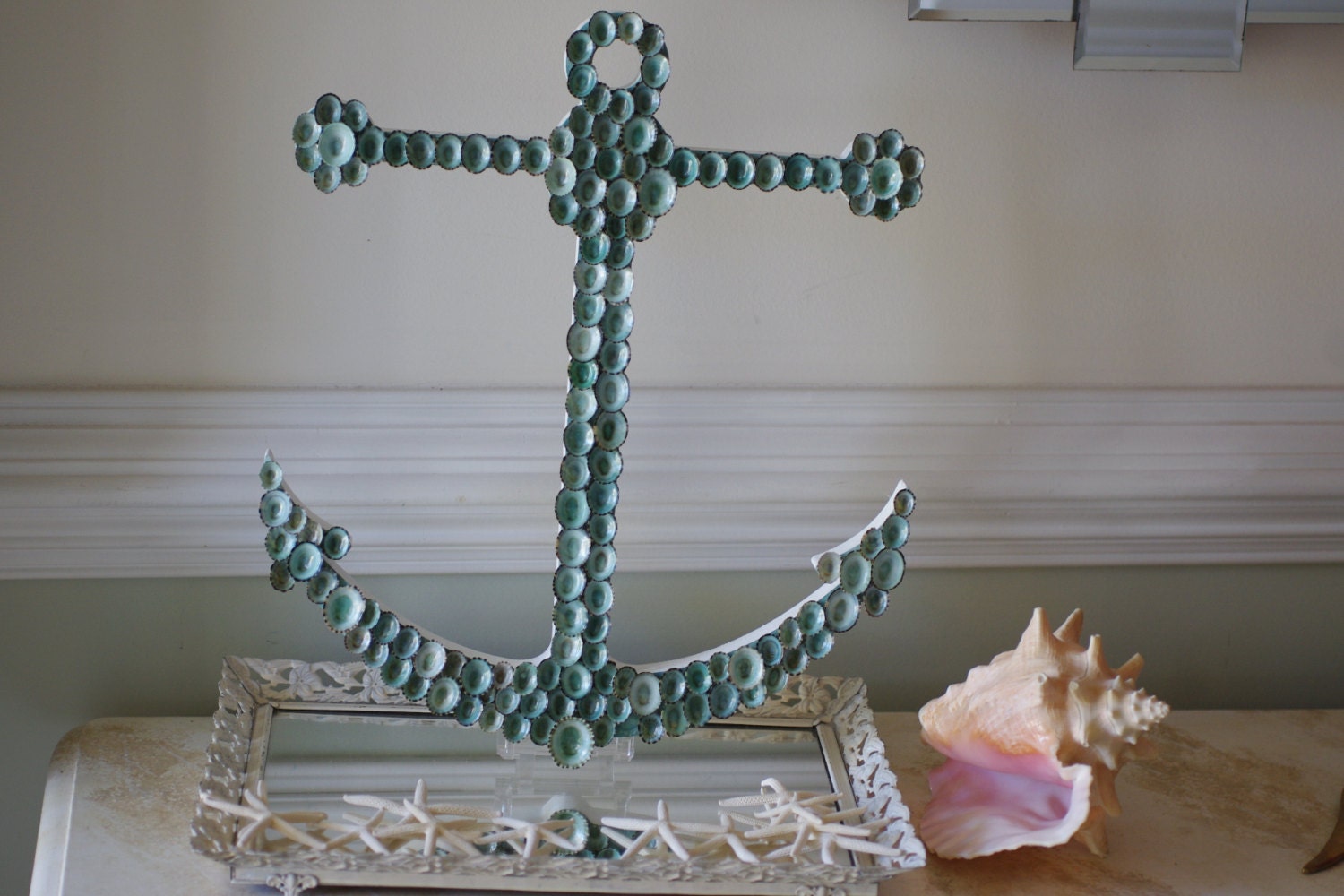 Seashell Covered Anchor Limpet Shell Anchor Wall Decor - Etsy