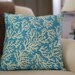 Beach Decor Ocean Blue and Ivory Sea Fan Coral 18x18 Throw - Etsy