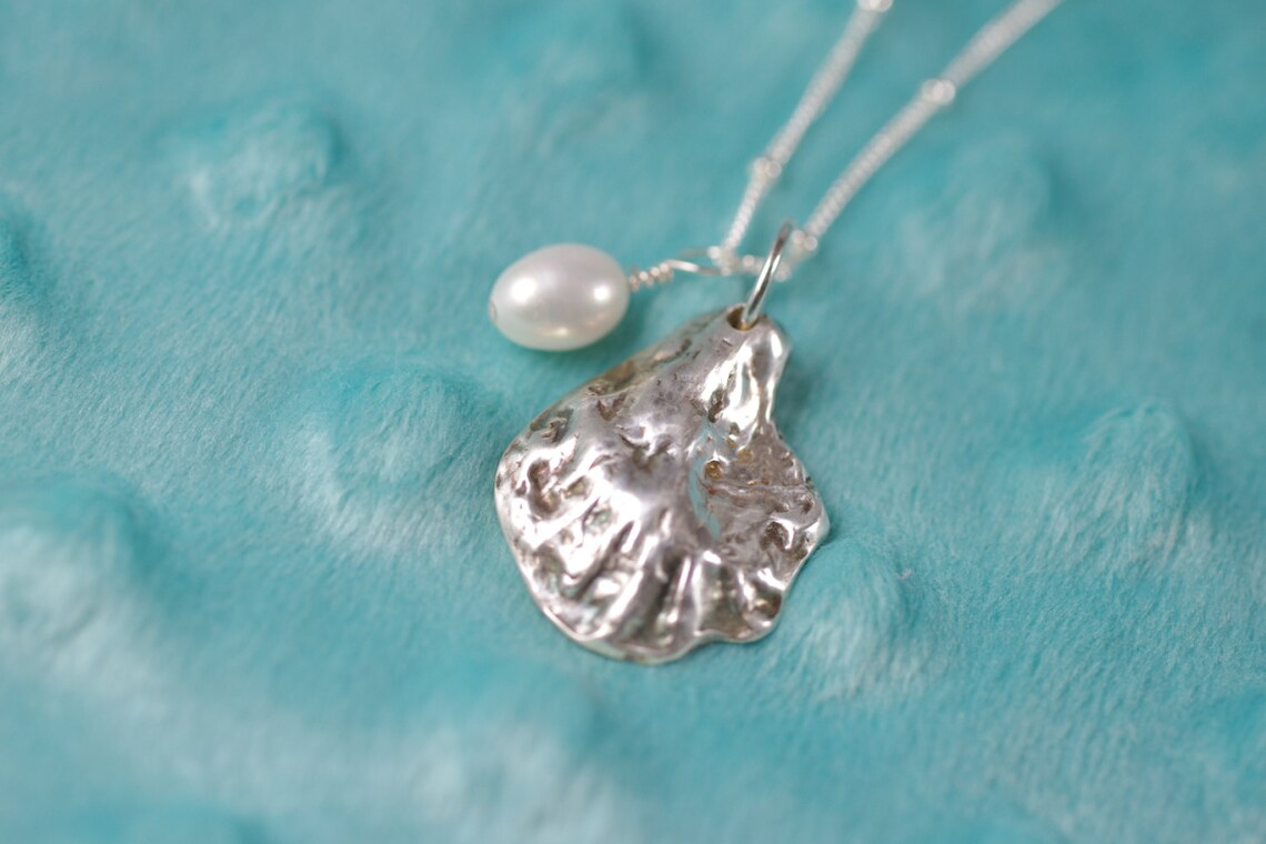 Fine Silver Oyster Shell Pendant and Necklace - Seashell Lover - Etsy