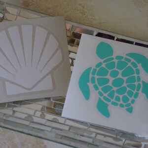 Sea Turtle or Scallop Shell Vinyl Decal - Beach Decal - Shell Decal ...