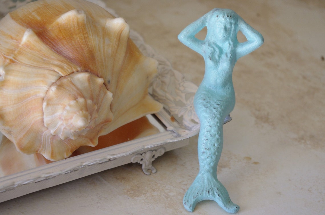 Beach Decor Mermaid - Lovely Little Cast Iron Mermaid - Etsy