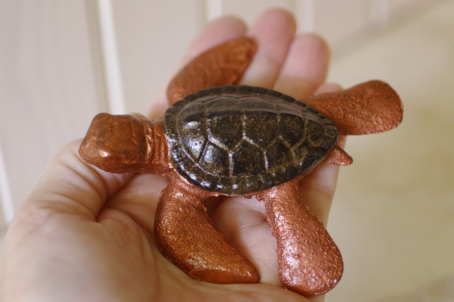Beach Decor Cast Iron Baby Sea Turtle Bronze and Brown | Etsy