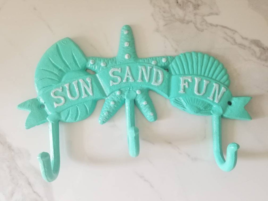Cast Iron Sun Sand Fun Wall Hook - Towel Holder - Etsy