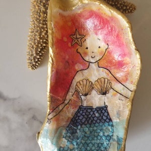 Decoupaged Mermaid Oyster Shell Christmas Ornament - Etsy
