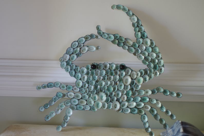 Seashell Covered Coastal Crab Crab Wall Decor Beach Decor - Etsy