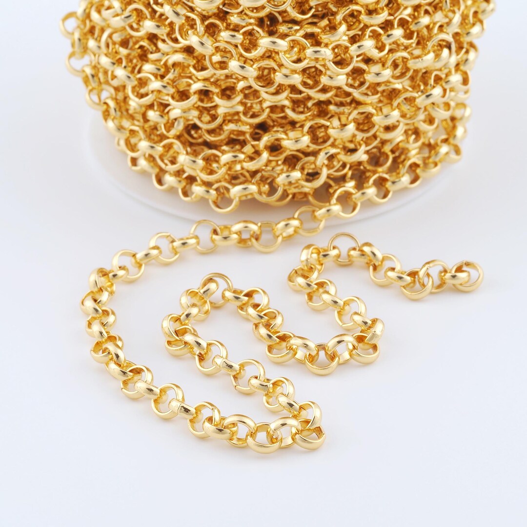 1 Meter Gold Rolo Chain, 18K Gold Filled Semi Finished Chain,circle ...