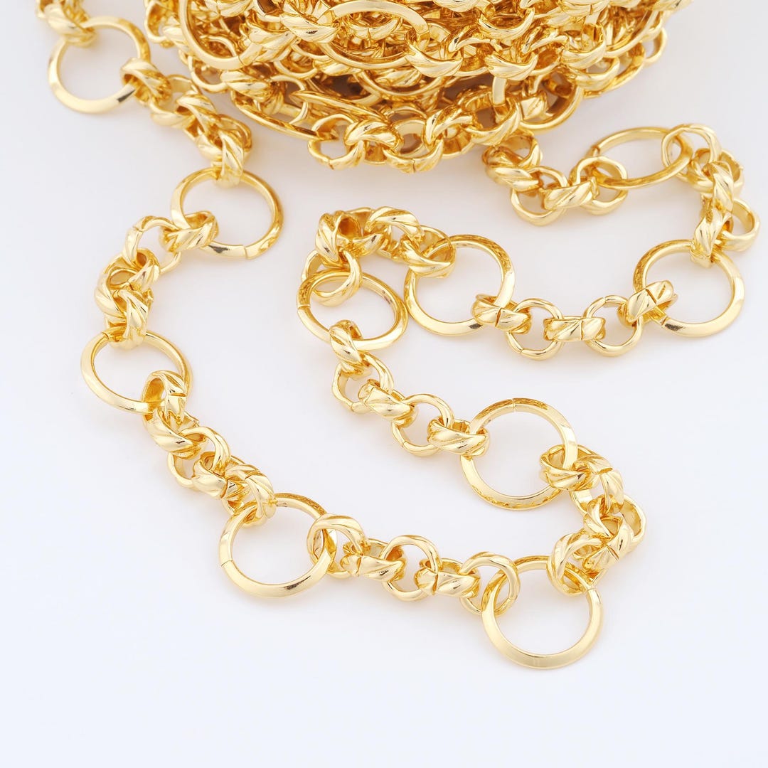 1 Meter Gold Round Chain, 18K Gold Filled Semi Finished Chain,twist ...