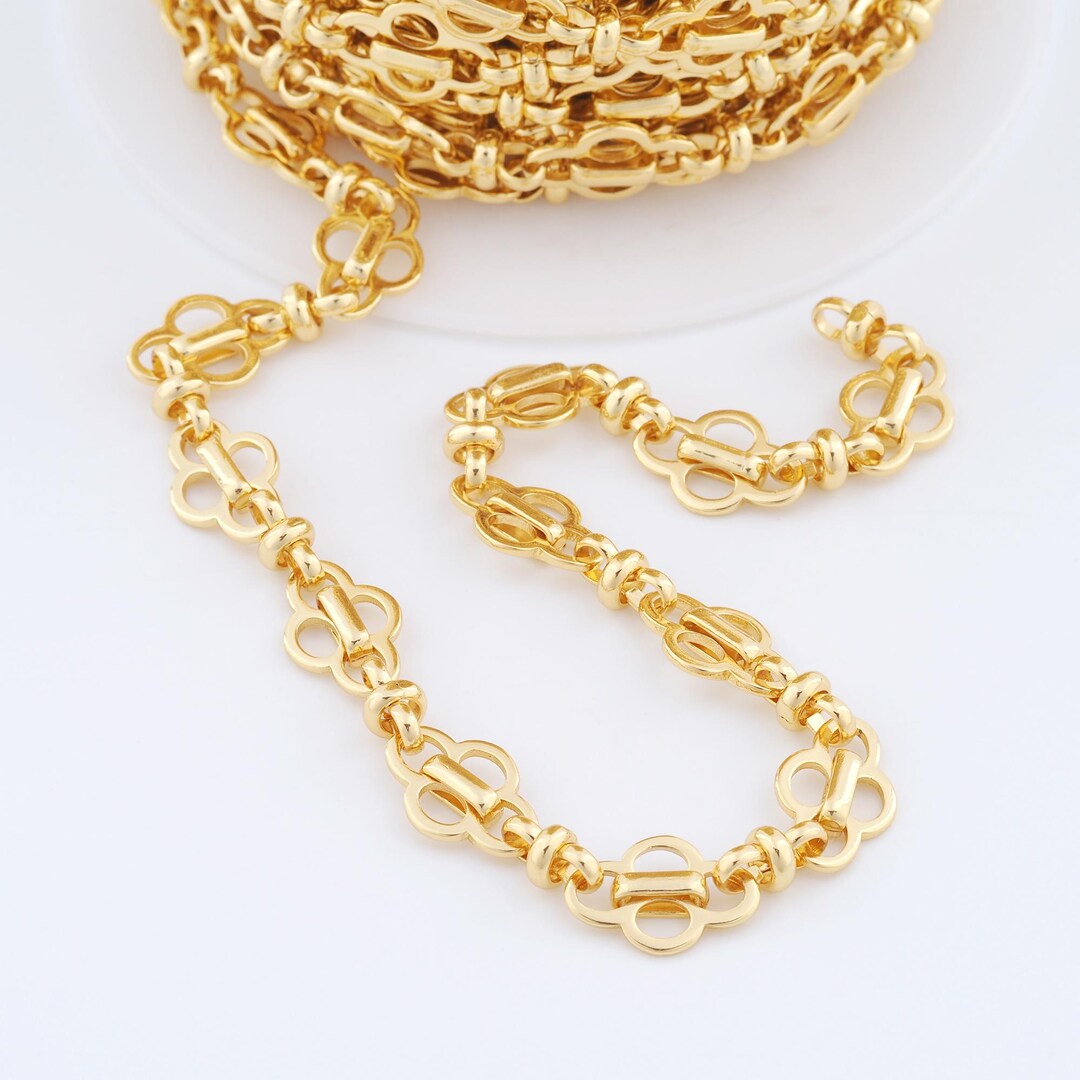 1 Meter Gold Figure 8 Chain, 18K Gold Filled Semi Finished Chain ...