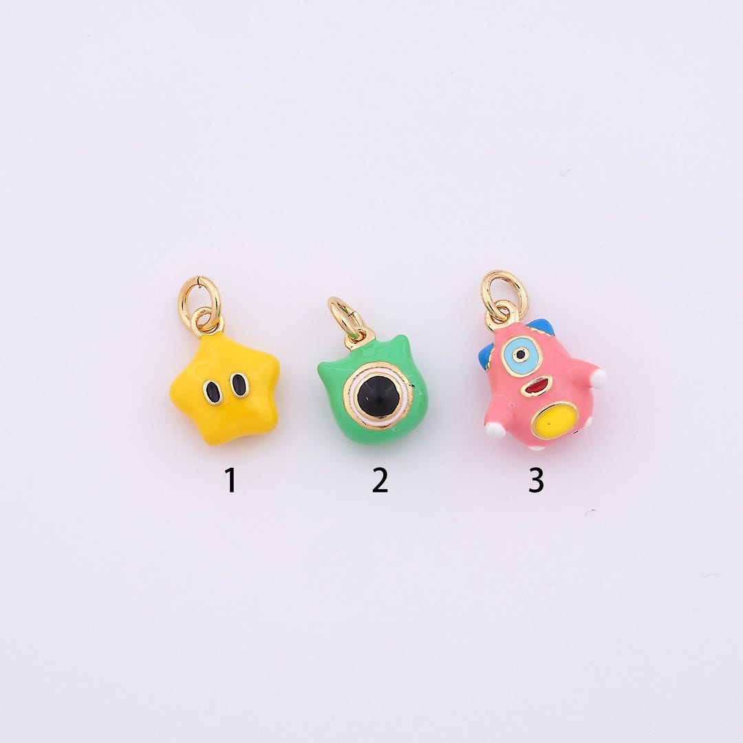 Enamel Cartoon Character Pendant,18k Gold Filled Enamel Character Charm ...