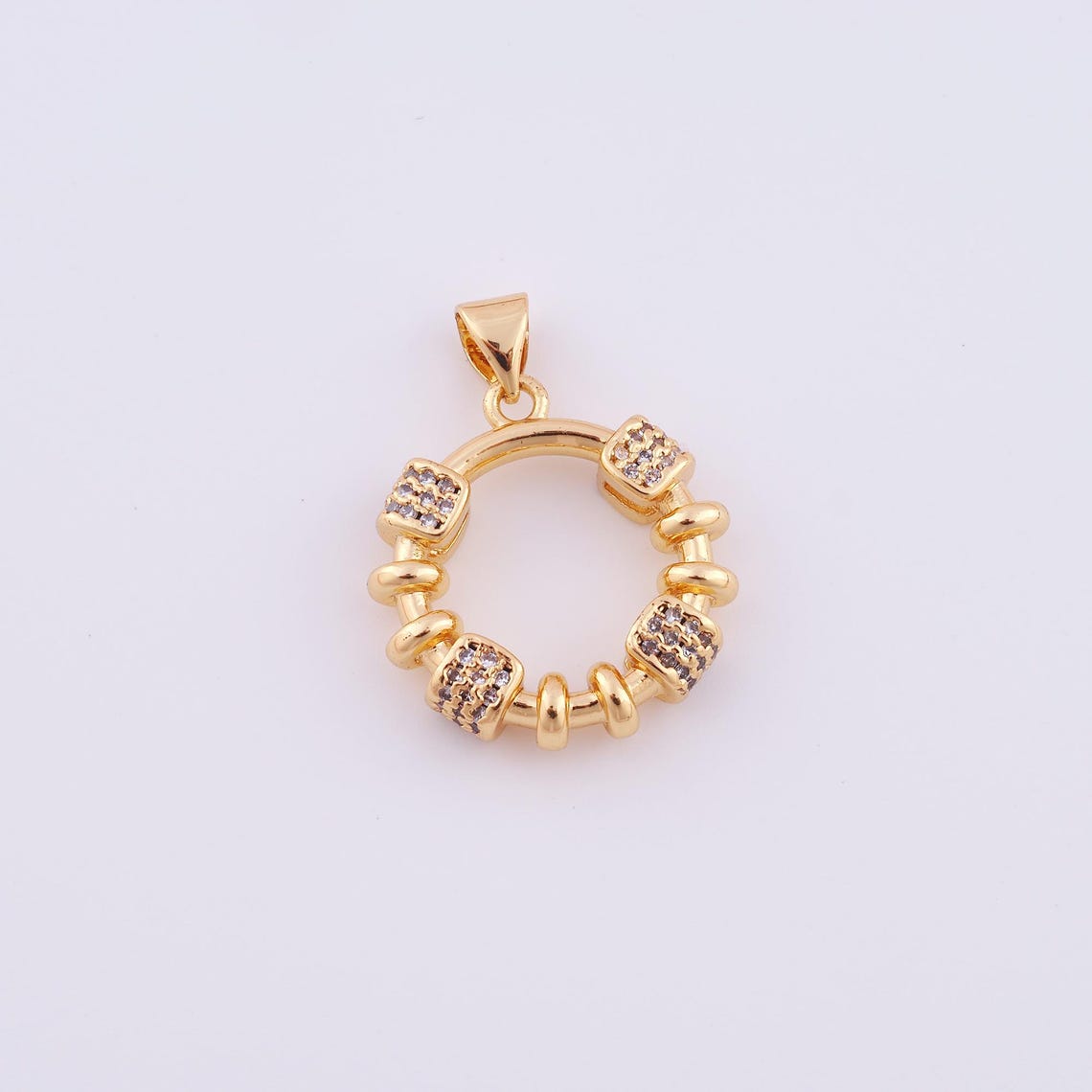 Round Pendant,18k Gold Filled Round Charm,hollow Screw Charm DIY ...