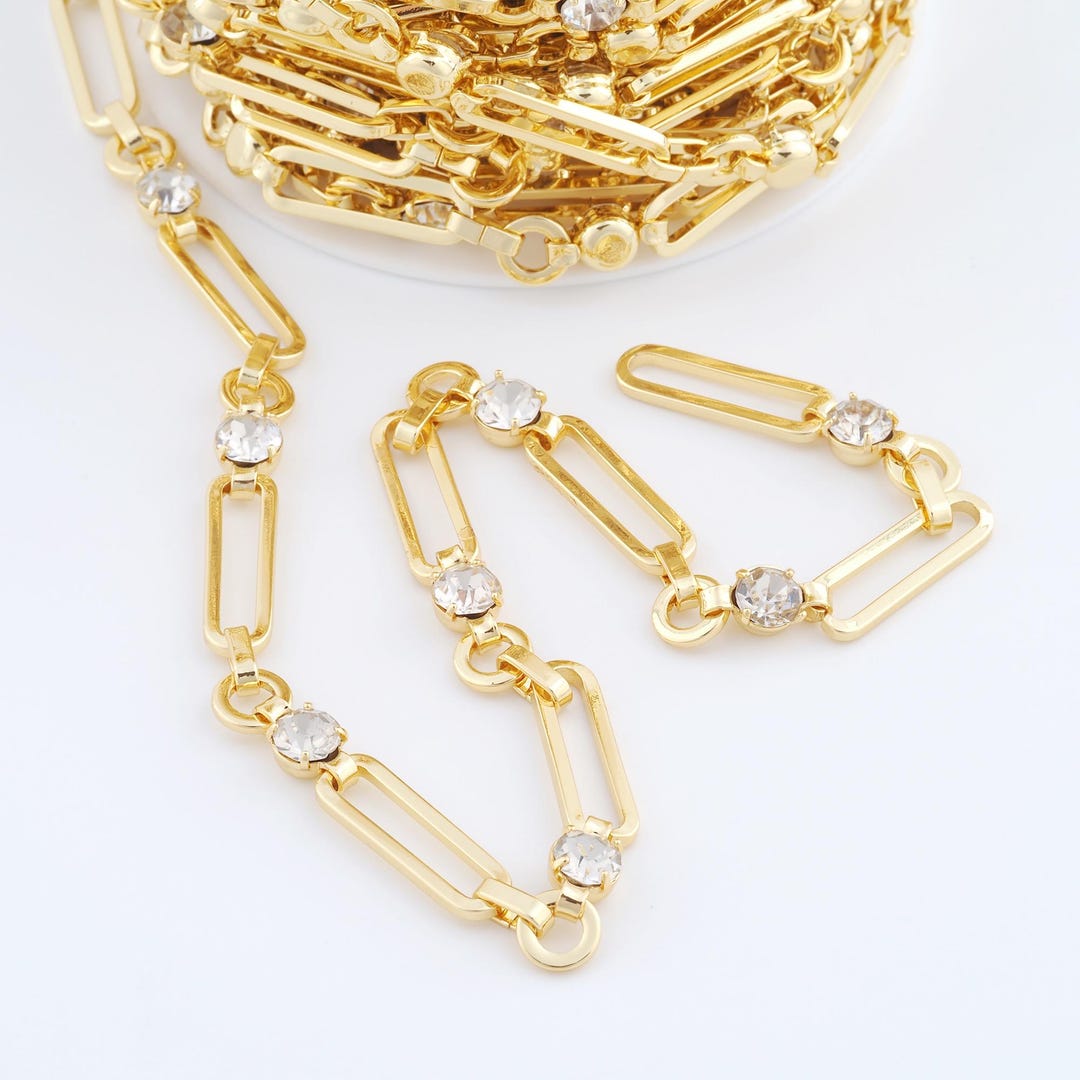 1 Meter Gold Paper Clip Chain, 18K Gold Filled Semi Finished Chain ...