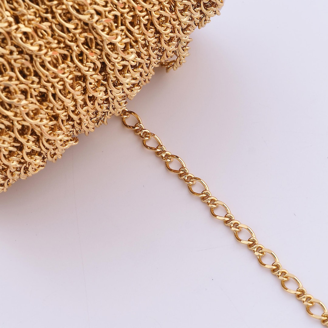 1 Meter Gold Figure 8 Chain, 18K Gold Filled Semi Finished Chain ...