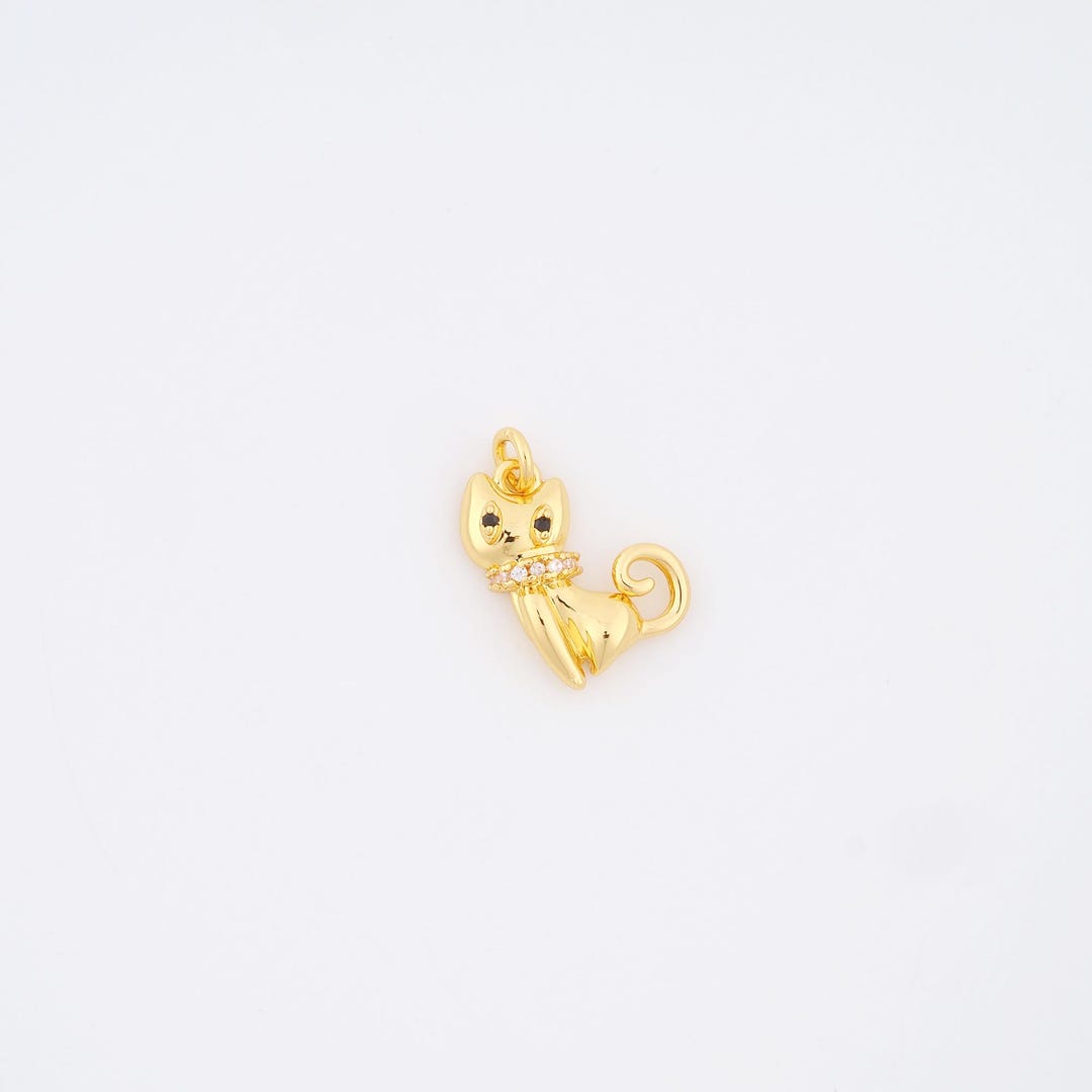Cat Charms,18k Gold Filled Animal Pendant,diy Jewelry Making Supplies ...