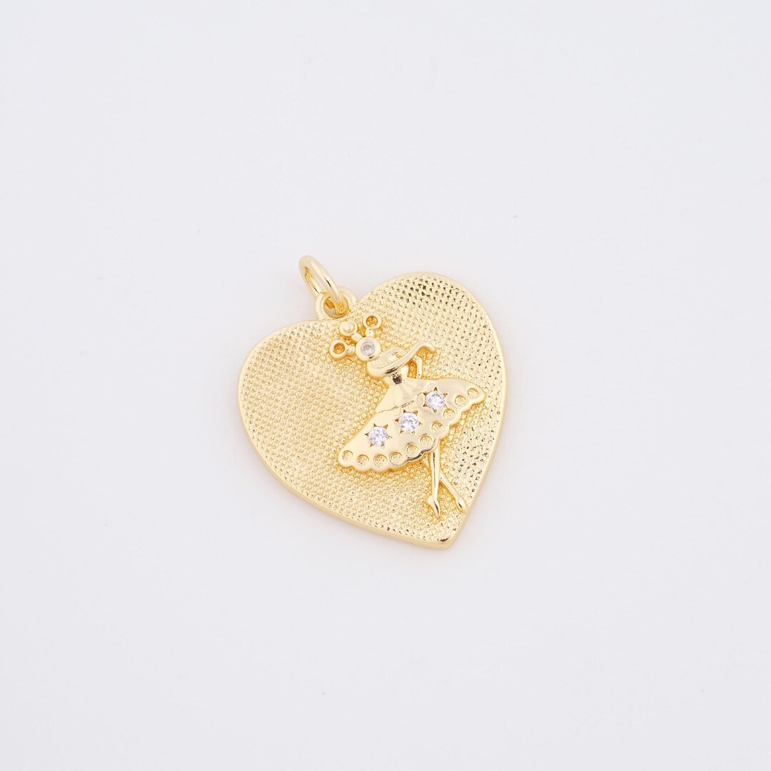 Ballet Pendant,18k Gold Filled Dancer Charm,ballet Charm Heart Charms ...