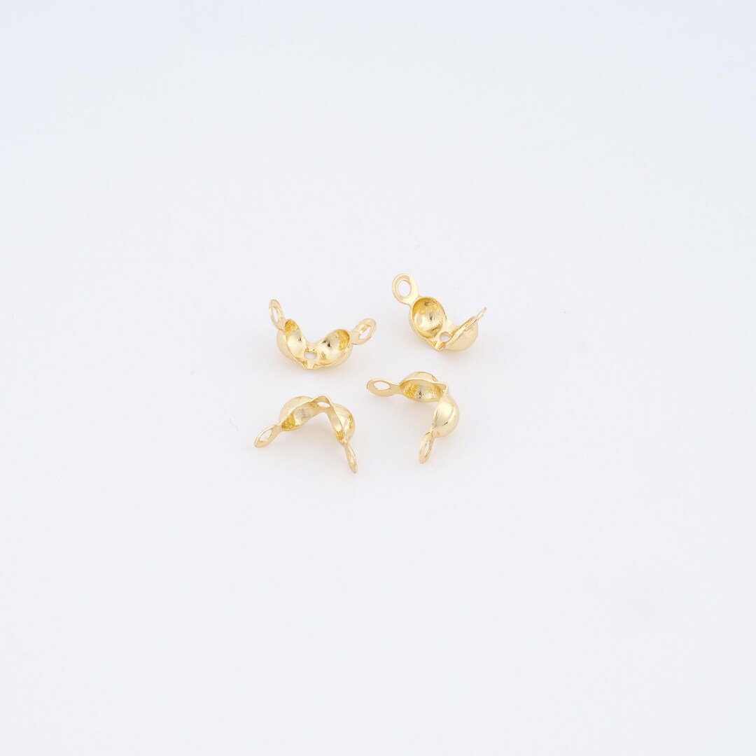 50 Pcs 18K Gold Filled Clamshell Calotte Bead Tip End Cap Knot Cover ...