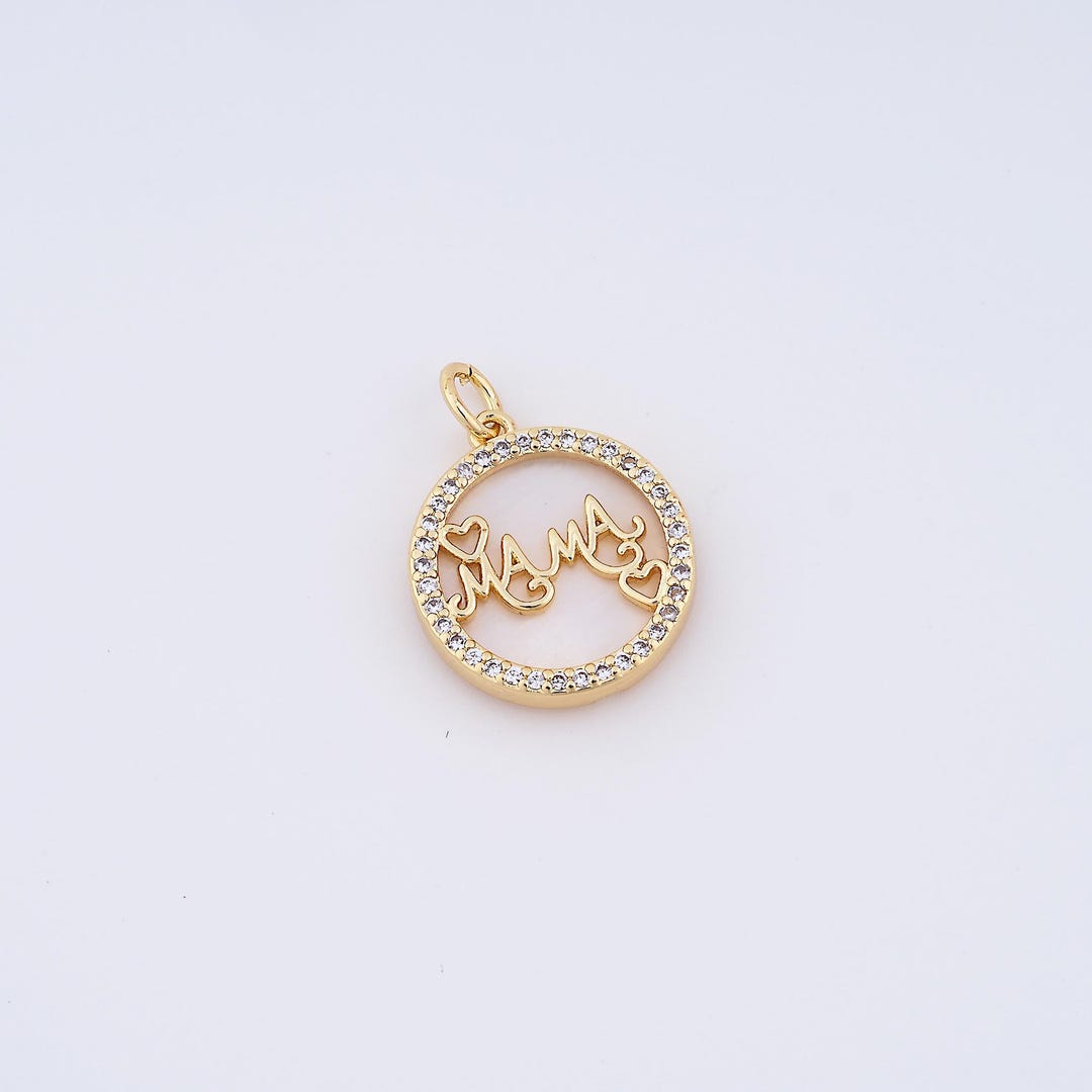 Mama Pendant,18k Gold Filled Letter Charm,mother Charm Round Charms,diy ...
