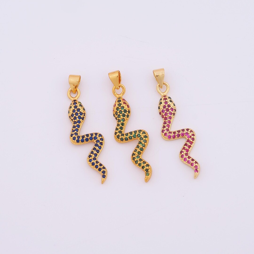 Snake Charms,18k Gold Filled Animal Pendant,diy Jewelry Making Supplies ...