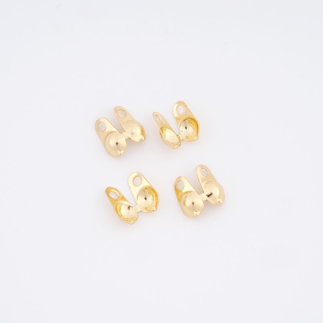 50 Pcs 18K Gold Filled Clamshell Calotte Bead Tip End Cap Knot Cover ...