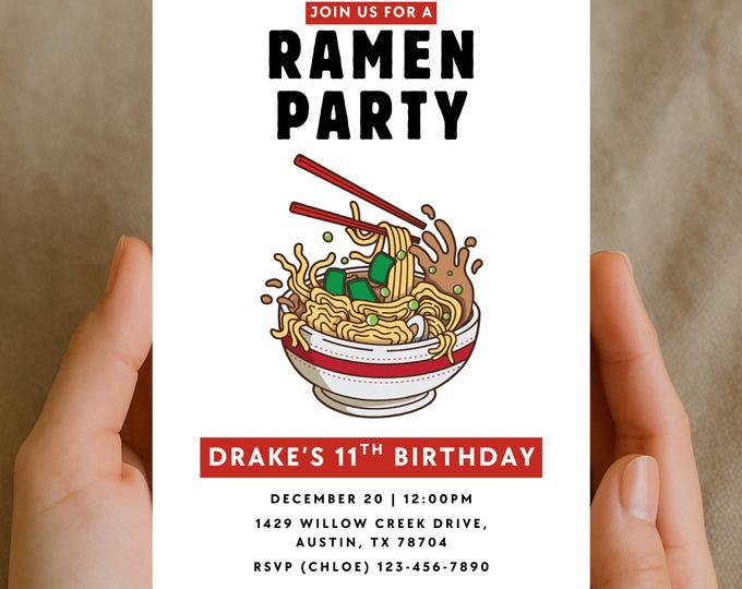 Ramen Birthday Party Invitation Template, Printable Fun Funny Japanese ...