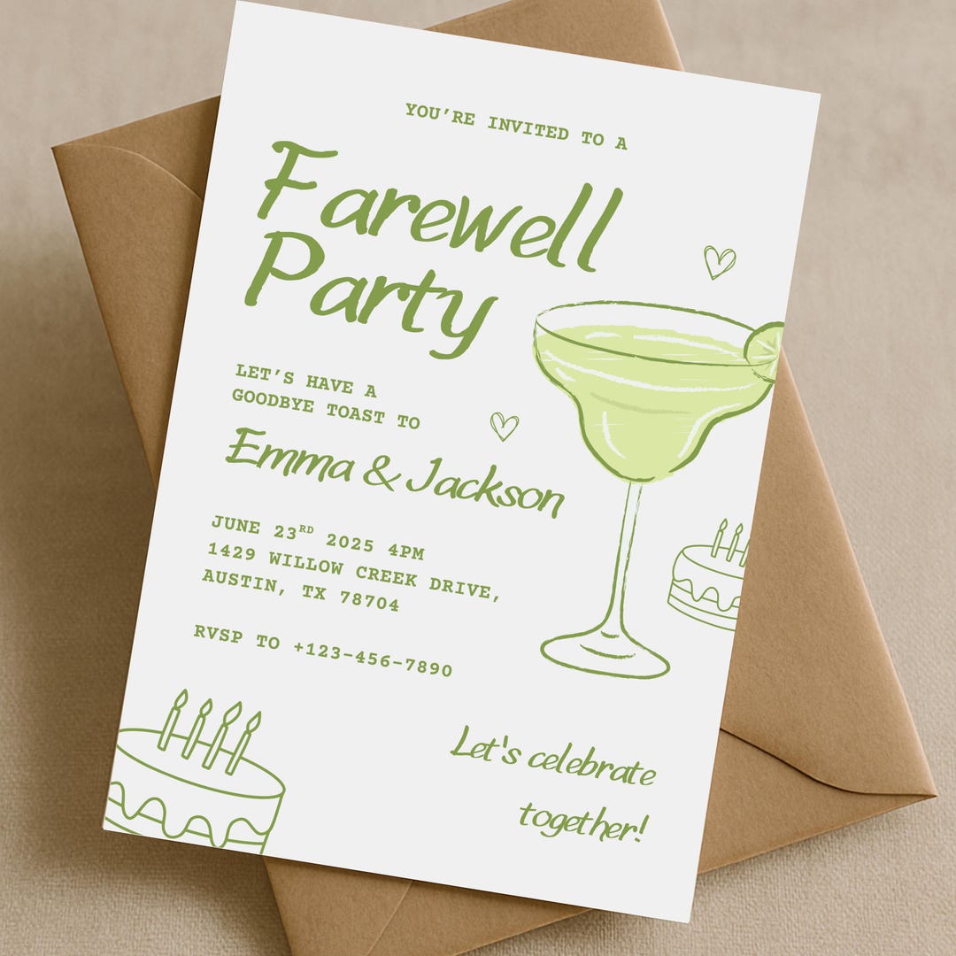 Farewell Party Invitation, Editable Canva Template, Cocktail Goodbye ...