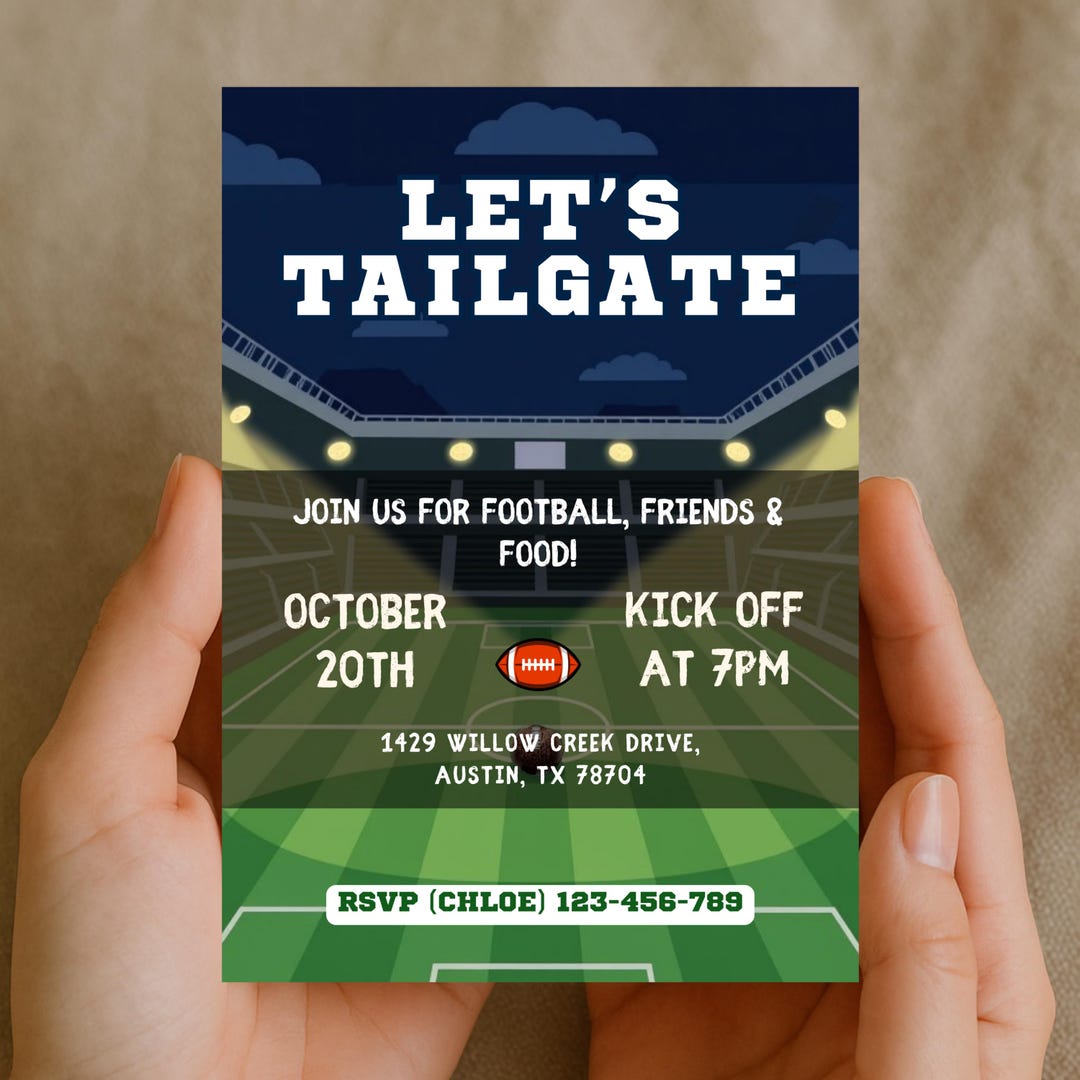 Tailgate Party Invitation Template, Football Game Day Invite, Editable ...