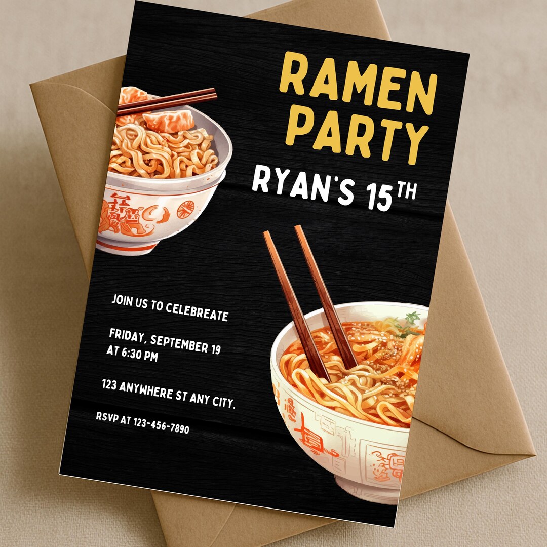 Classy Ramen Dinner Party Invitation, Noodle Bowl Birthday Invite ...