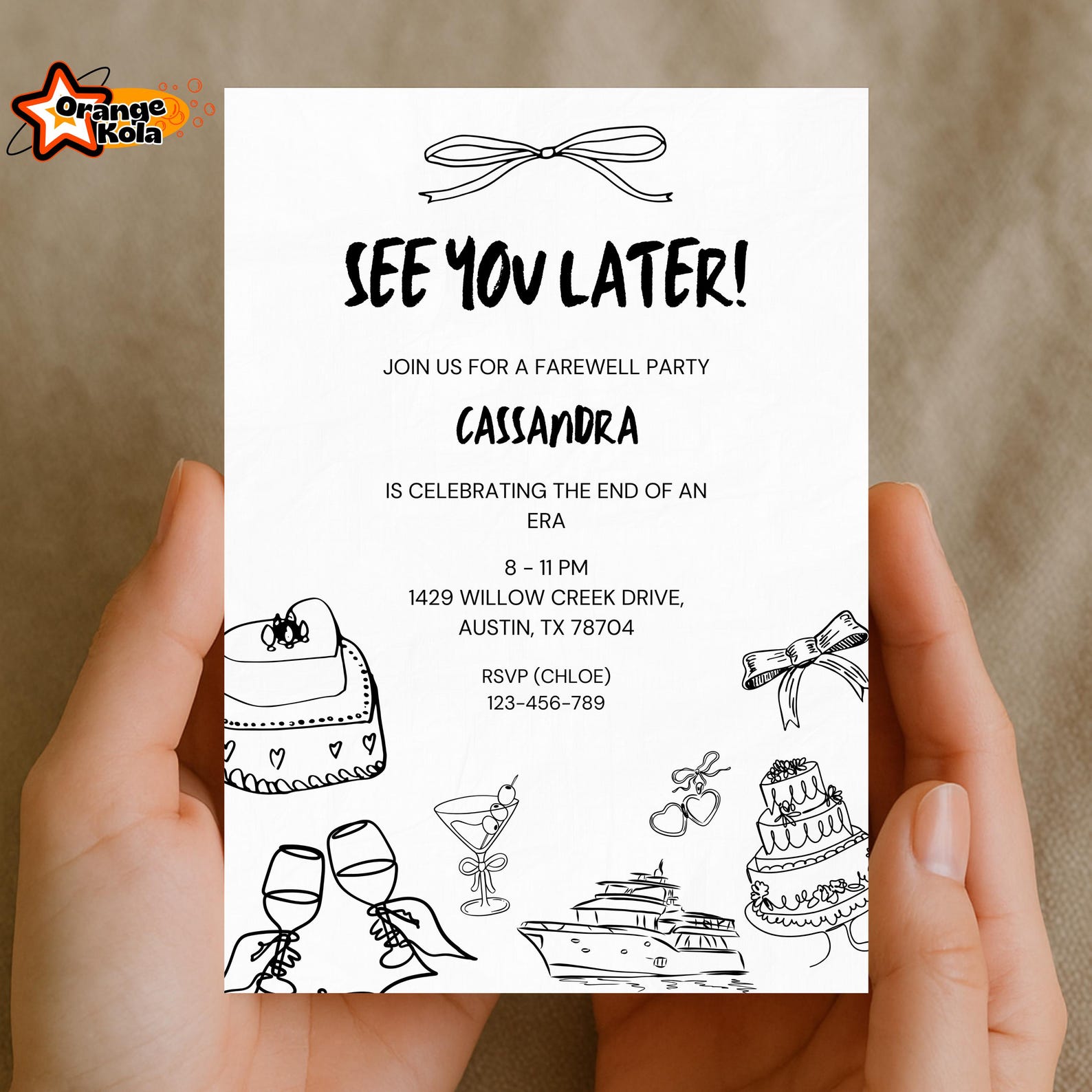 See You Later Farewell Invitation, Black & White Editable Canva Goodbye ...
