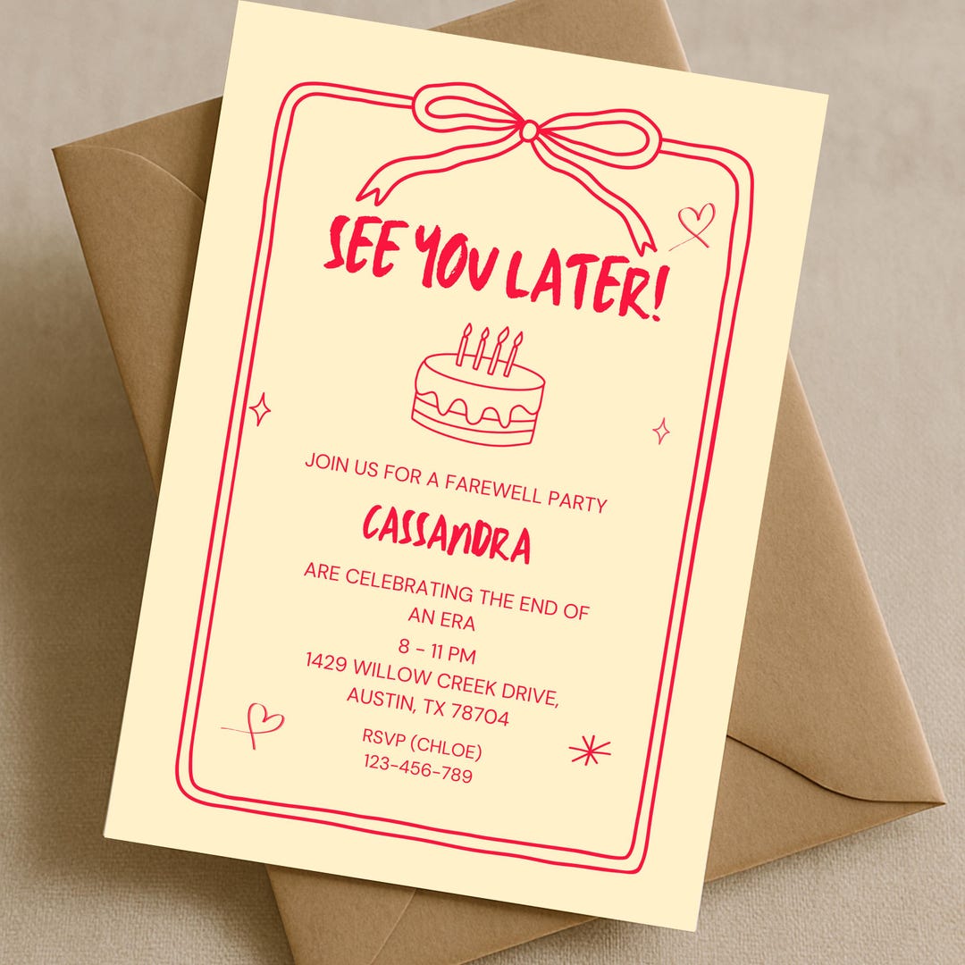 Peach Pink Farewell Party Invitation Template Canva, Printable See You ...