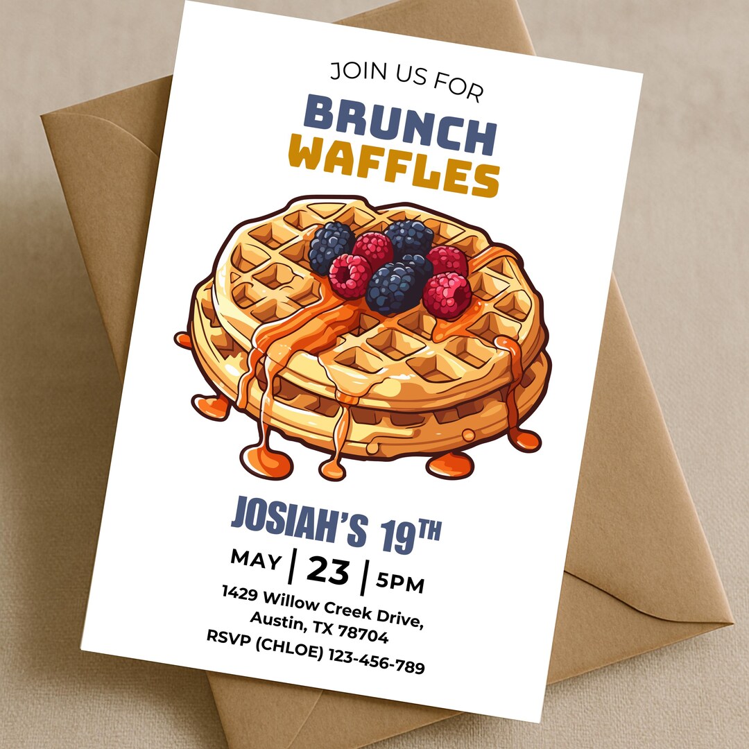 Berry Waffle Brunch Party Invite, Brunch Birthday Party Invite ...