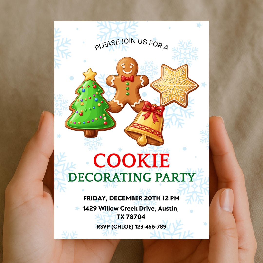 Christmas Cookie Decorating Invitation, Christmas Cookie Party Invite ...