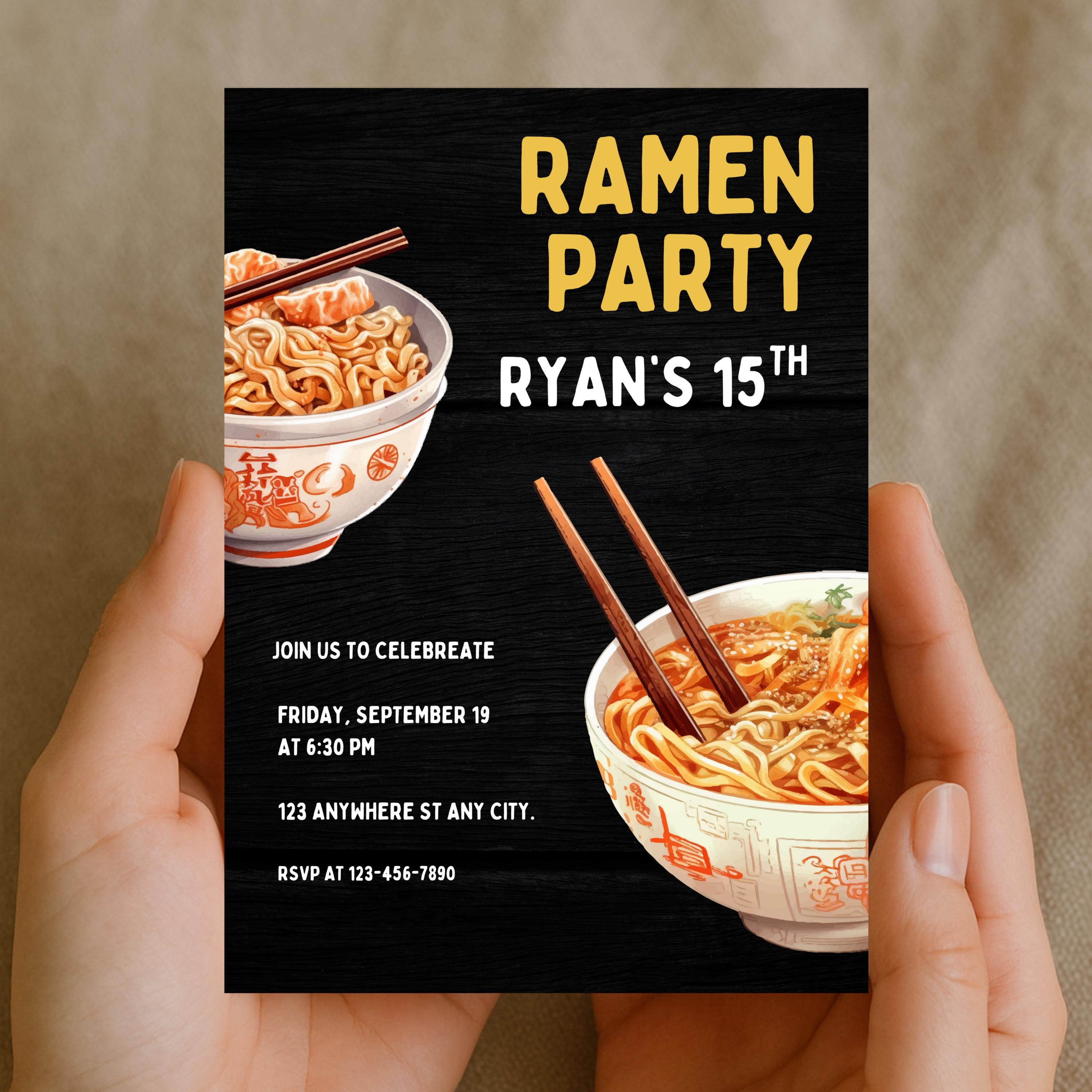 Classy Ramen Dinner Party Invitation, Noodle Bowl Birthday Invite ...