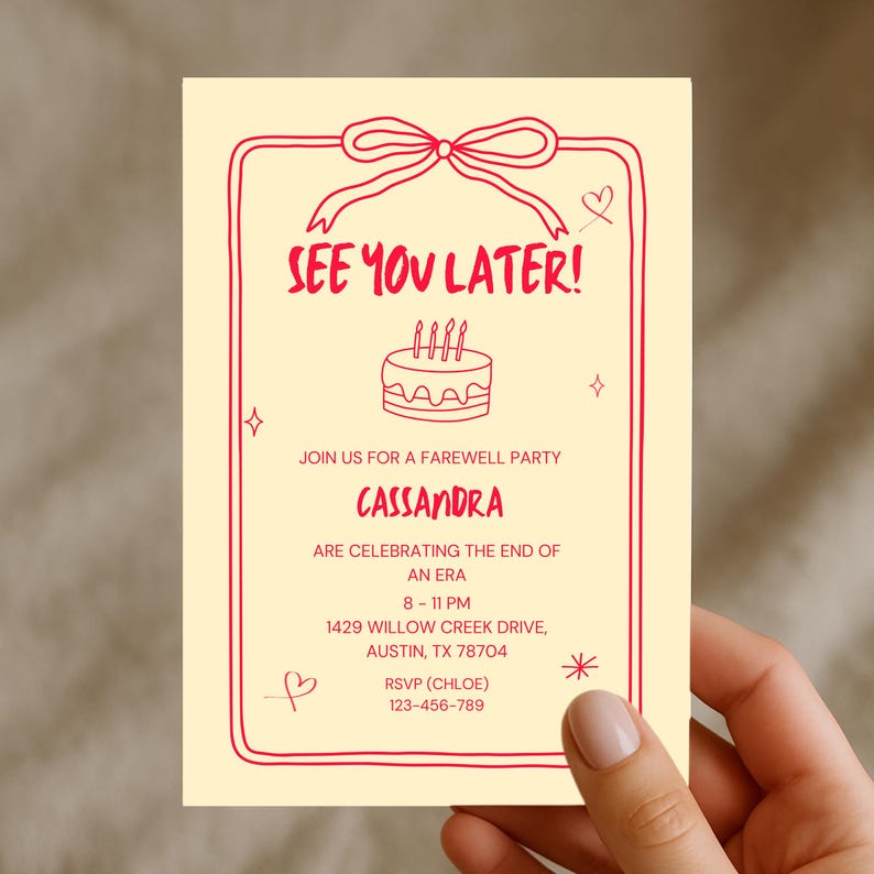 Peach Pink Farewell Party Invitation Template Canva, Printable See You ...