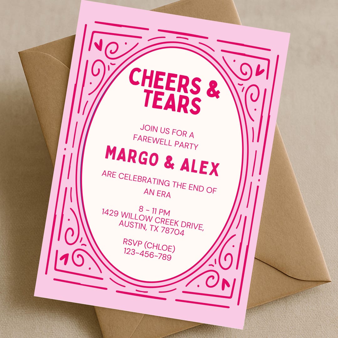 Pink Elegant Goodbye Party Invite, Farewell Party Invitation, Going ...