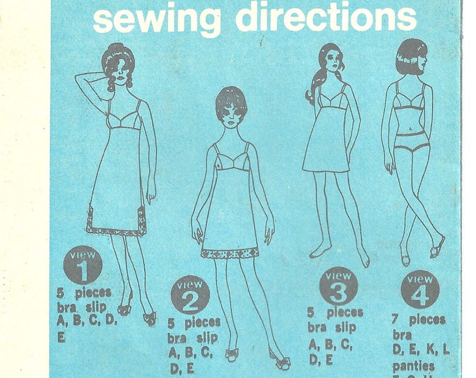 Bra, Bikini Panties, Bra-slip Simplicity Pattern 9127 Size 10 Bust 32 ...