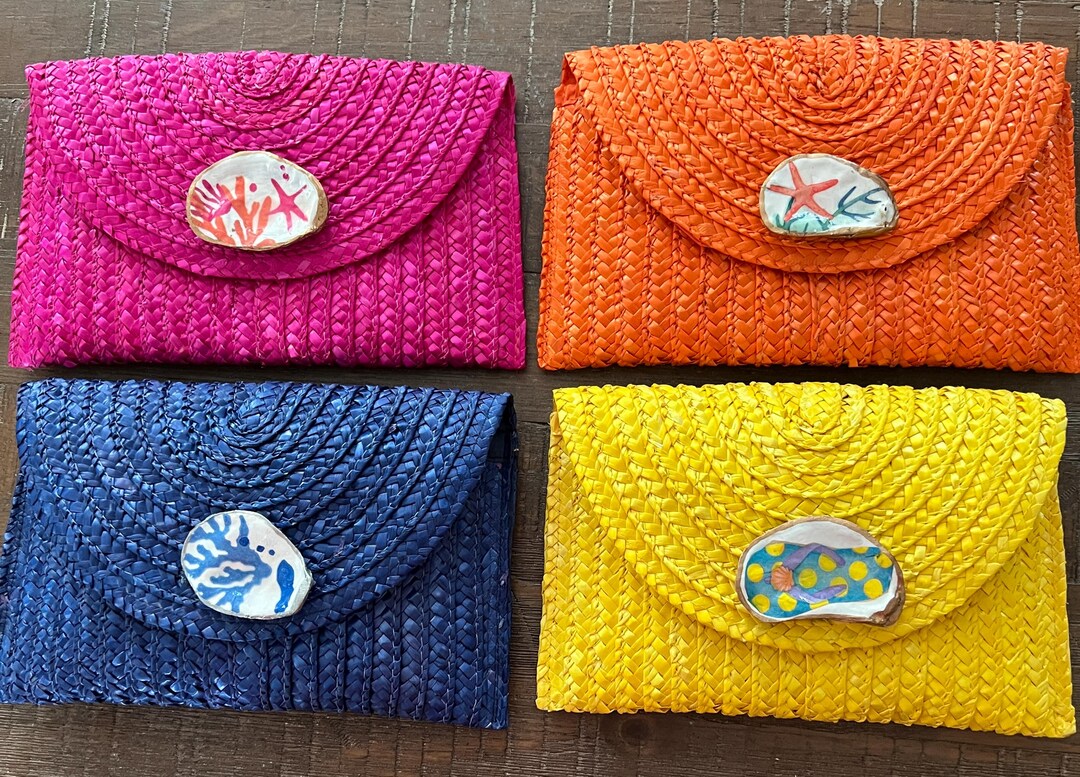 Straw Clutch Handbag, Coastal Design, Oyster Shell, Cocktail Parties ...