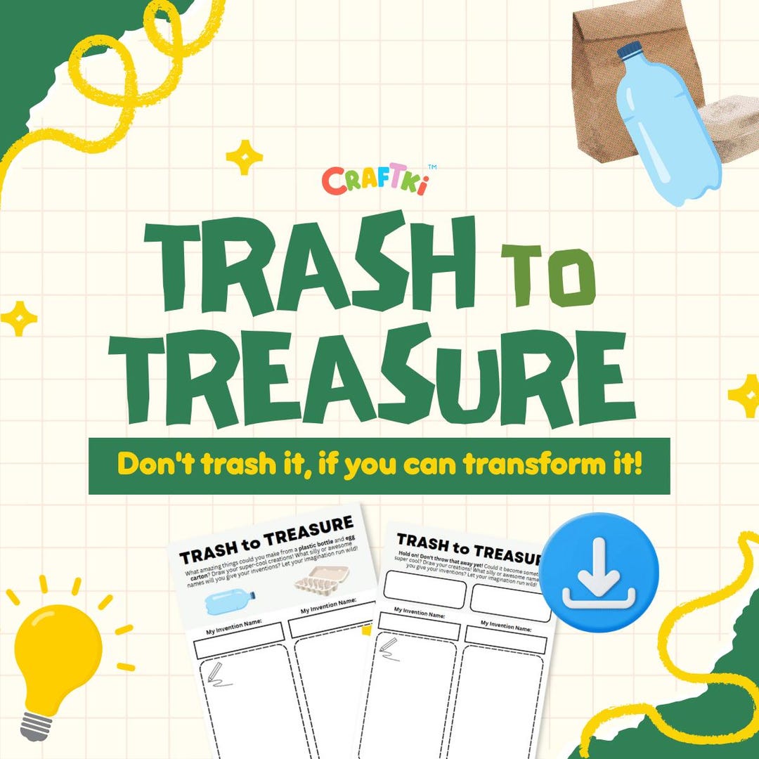 Trash to Treasure Worksheet for Kids | Upcycling Activity Printable ...