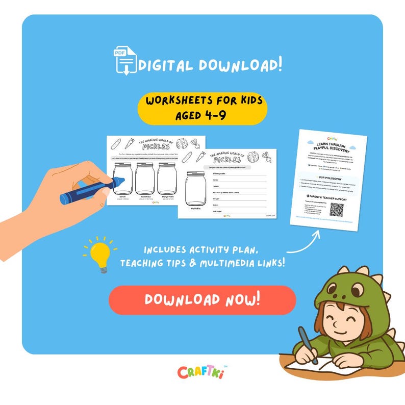 Make Your Own Pickles Worksheet for Kids | Food Science Printable ...