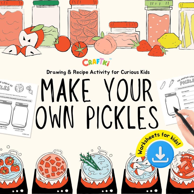 Make Your Own Pickles Worksheet for Kids | Food Science Printable ...