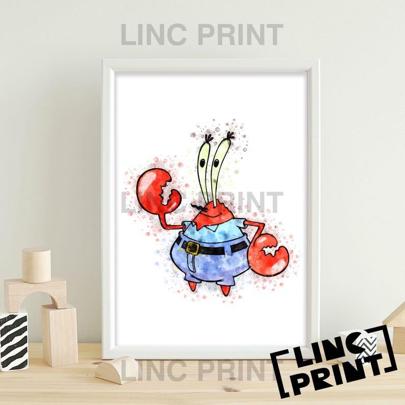 Spongebob Squarepants Print 'MR KRABS' Character Splash Style ...
