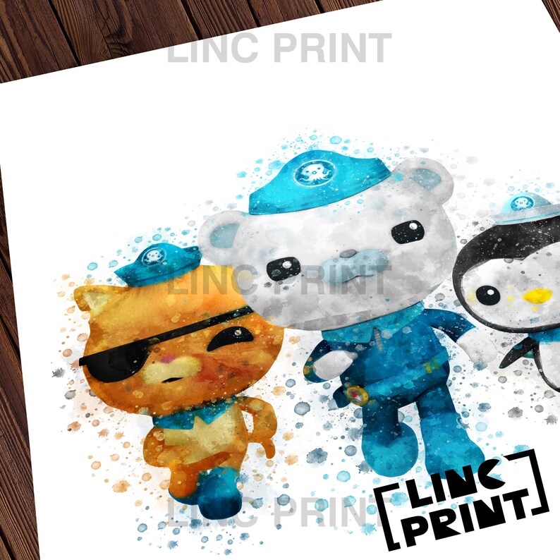 Octonauts Print 'OCTONAUTS TEAM' Splash Style Watercolour Art ...