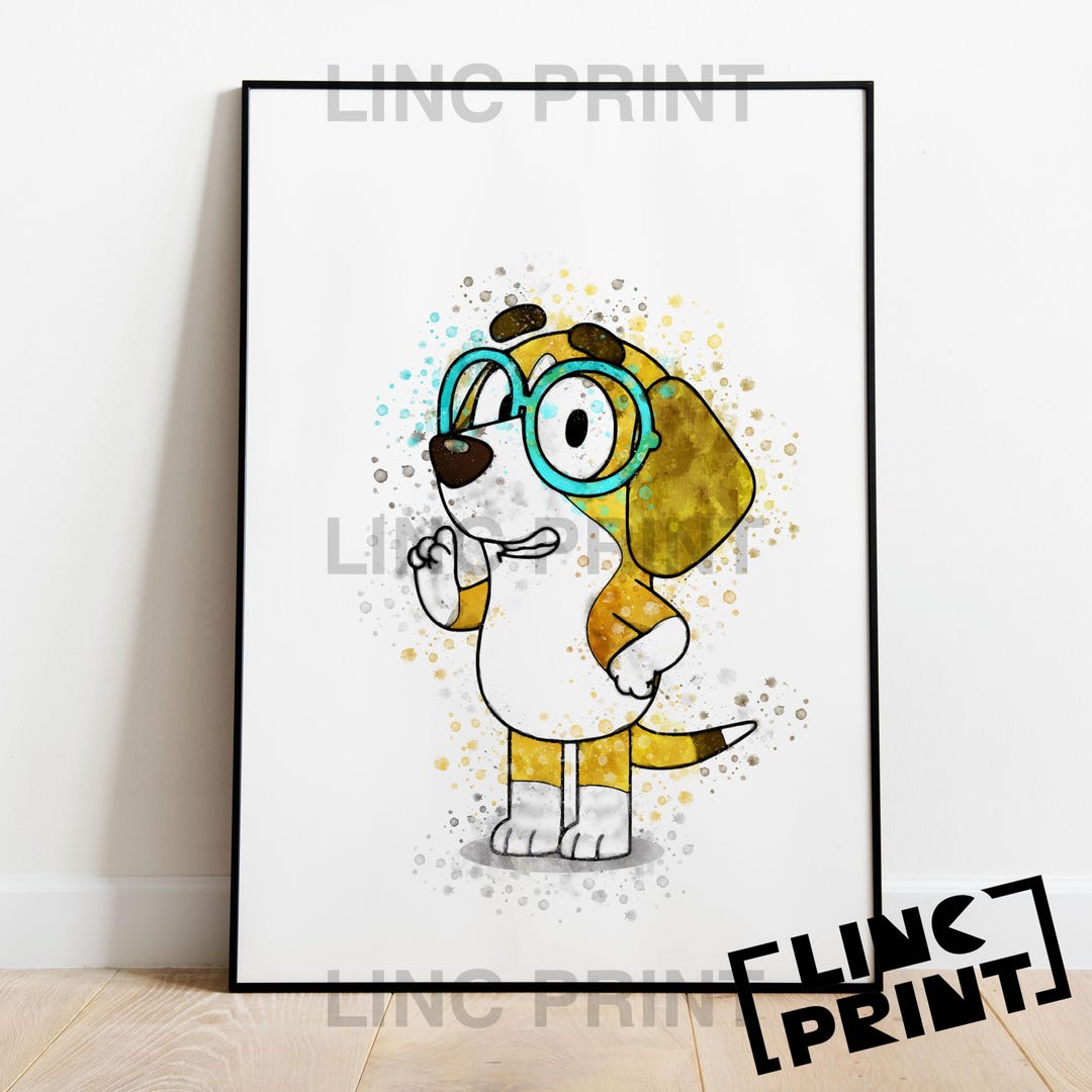 Bluey Print 'HONEY' Splash Style Watercolour Art, Character Poster ...