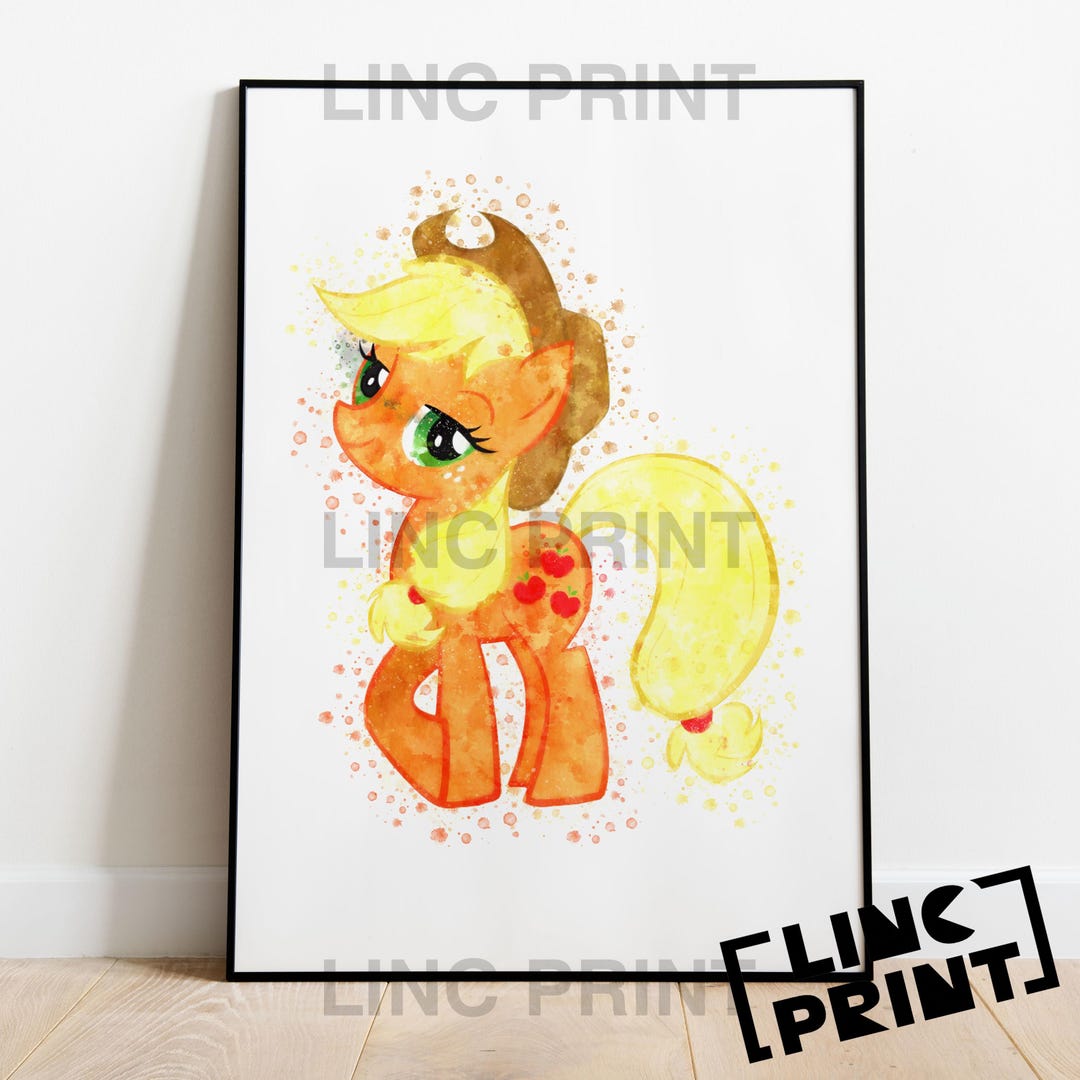 My Little Pony Print 'APPLEJACK' Character Splash Style Watercolour Art ...