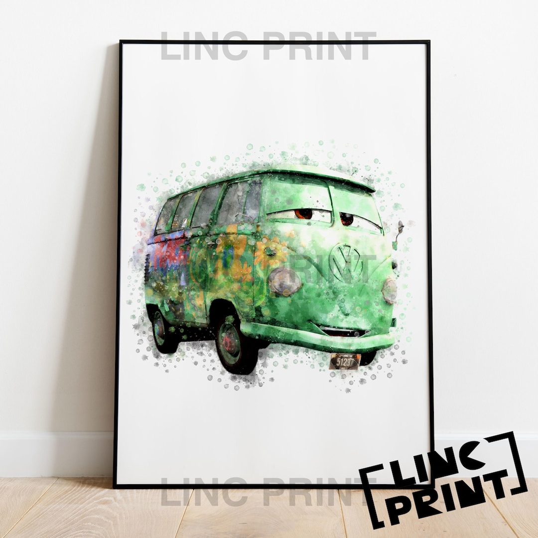 Disney Pixar 'FILLMORE' Cars Splash Style Watercolour Art, Character ...