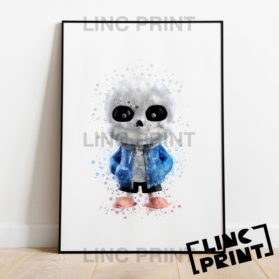 Gaming Print 'SANS' Splash Style Watercolour Art Print, Undertale ...