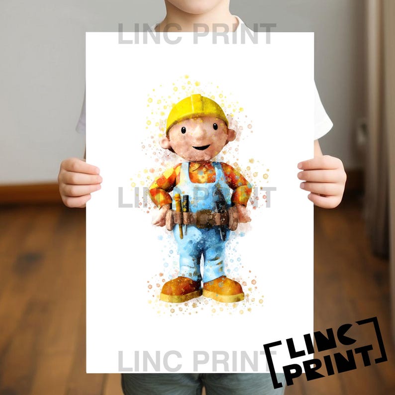Bob the Builder Print 'BOB THE BUILDER' Watercolour Splash Art ...