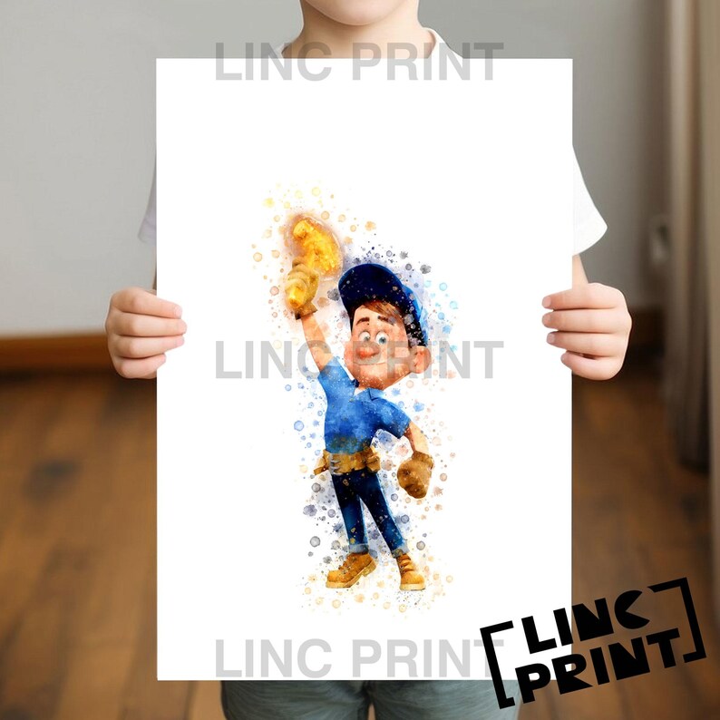 Disney 'FIX IT FELIX' Wreck It Ralph Character Print Watercolour Splash ...
