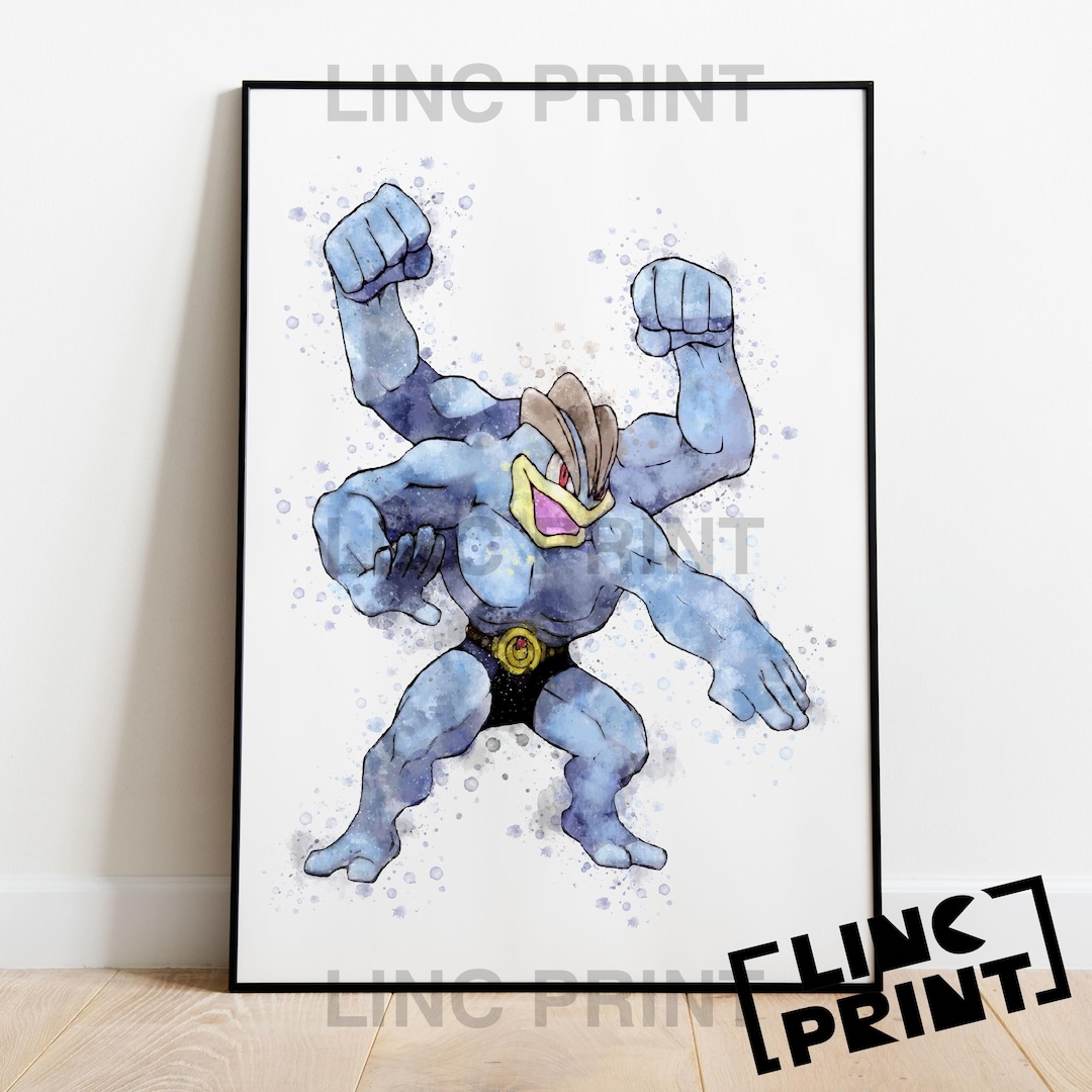 Pokemon Print 'MACHAMP' Splash Style Watercolour Art, Character Poster ...