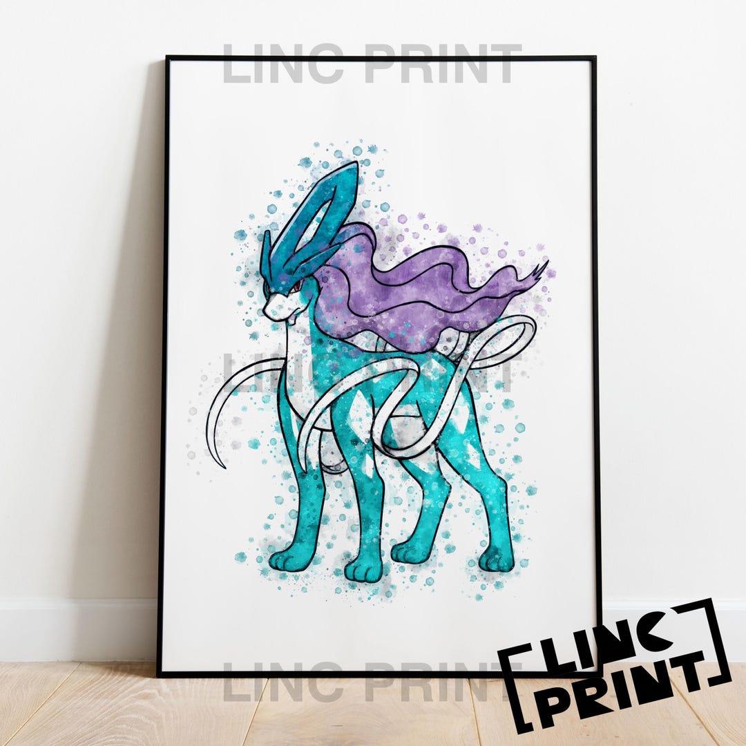 Pokemon Print 'SUICUNE' Splash Style Watercolour Art, Character Print ...